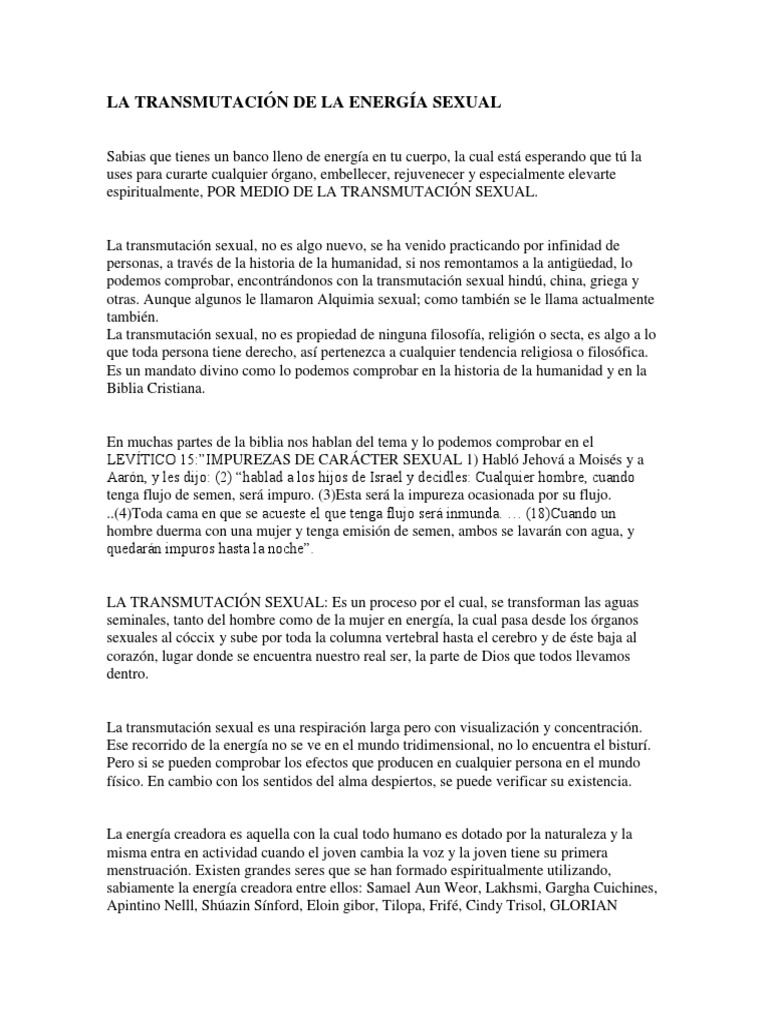 La Transmutación de La Energía Sexual