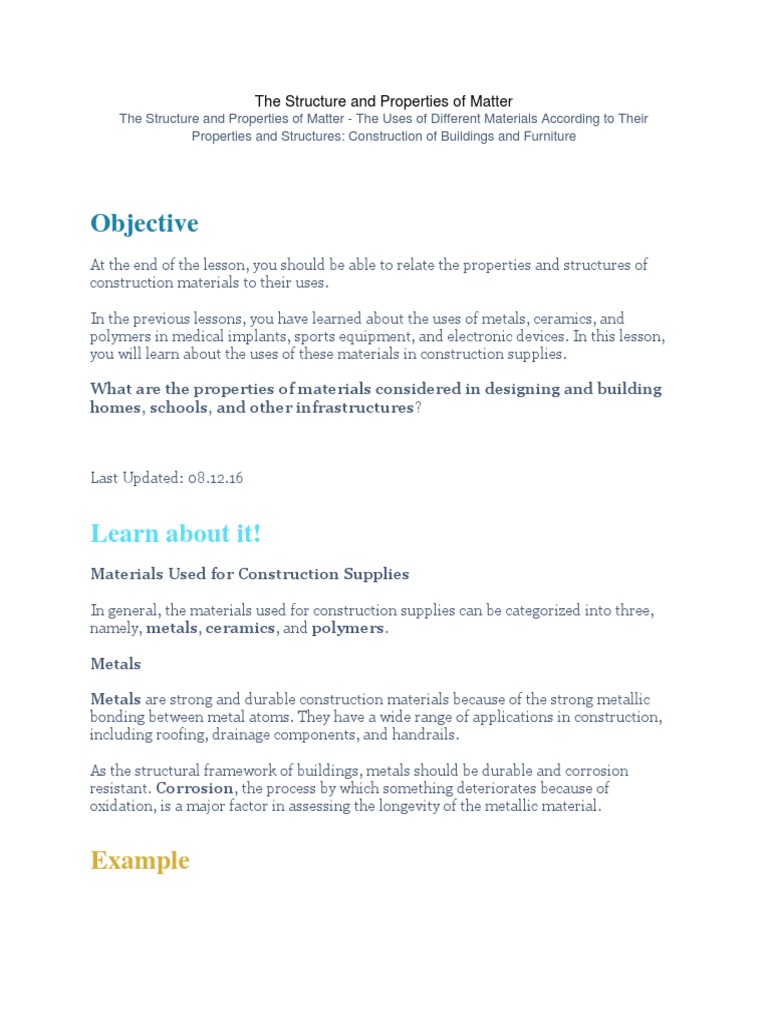 Physical Science Lesson 11 The Structure and Properties of Matter | PDF ...