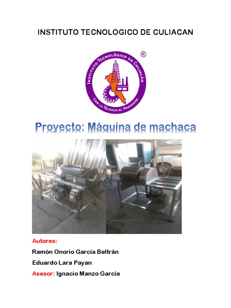 Proyecto Maquina de Machaca (Reporte) | PDF | Esfuerzo de torsión | Carne