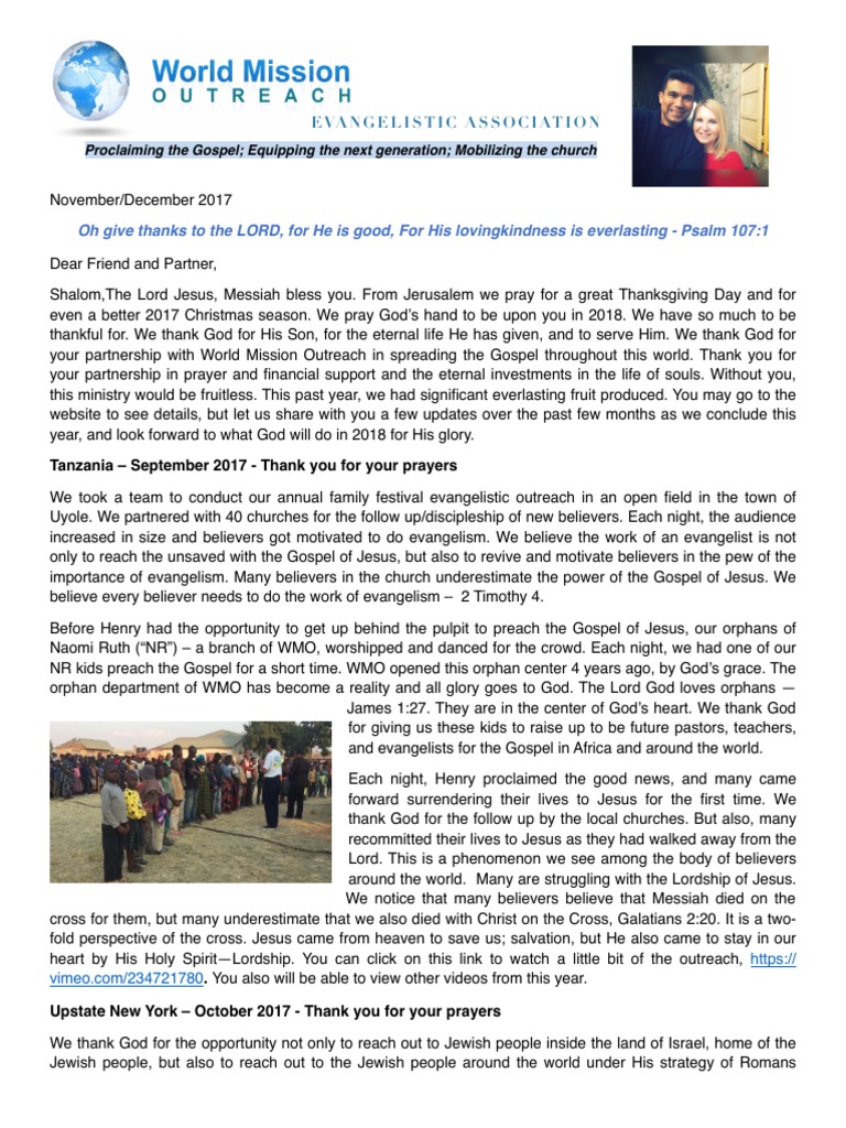 November December 2017 Wmo Prayer Letter 1 2 | PDF | The Gospel | God ...