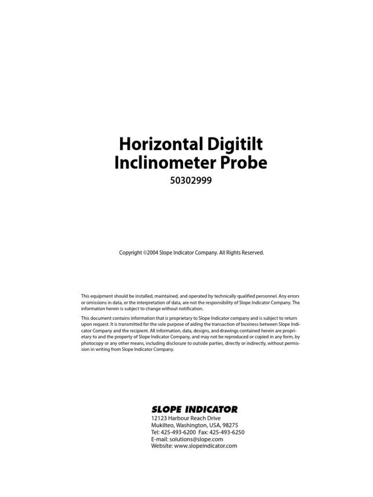 Horizontal Digitilt Inclinometer Probe: Slope Indicator | PDF ...