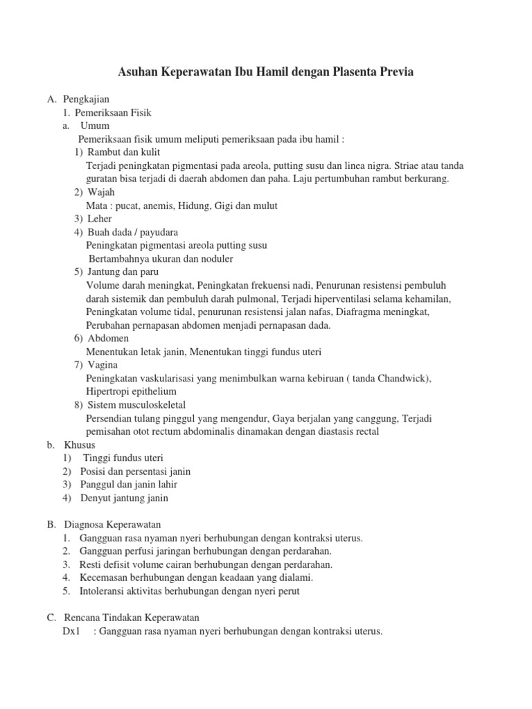 Asuhan Keperawatan Ibu Hamil Dengan Plasenta Previa | PDF