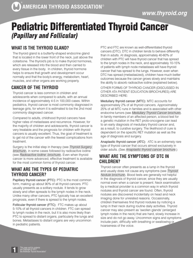 ATA Pediatric Differentiated Thyroid Cancer (Papillary and Follicular ...