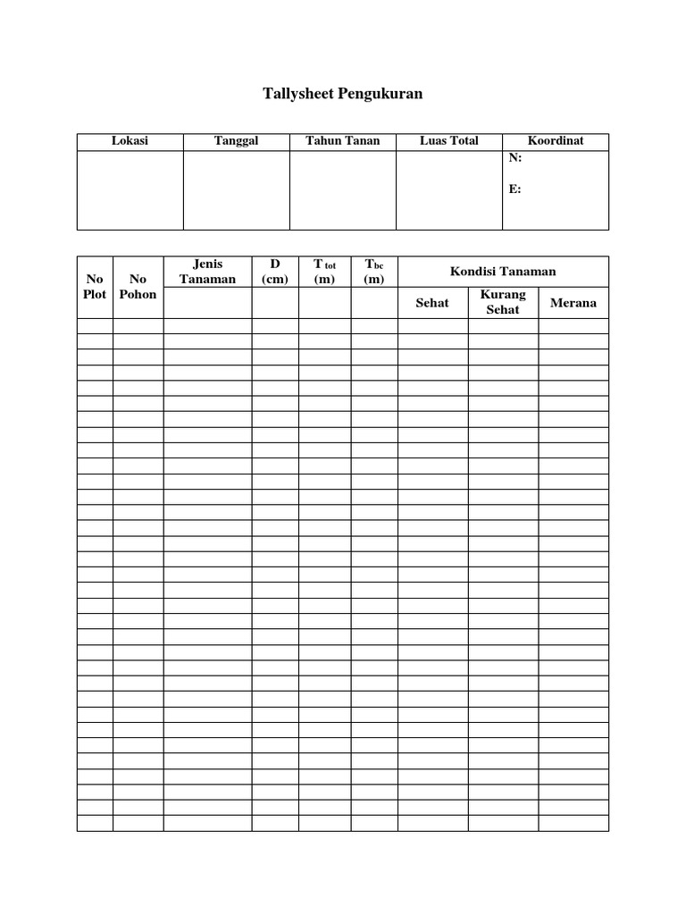 Tally Sheet Pengukuran | PDF
