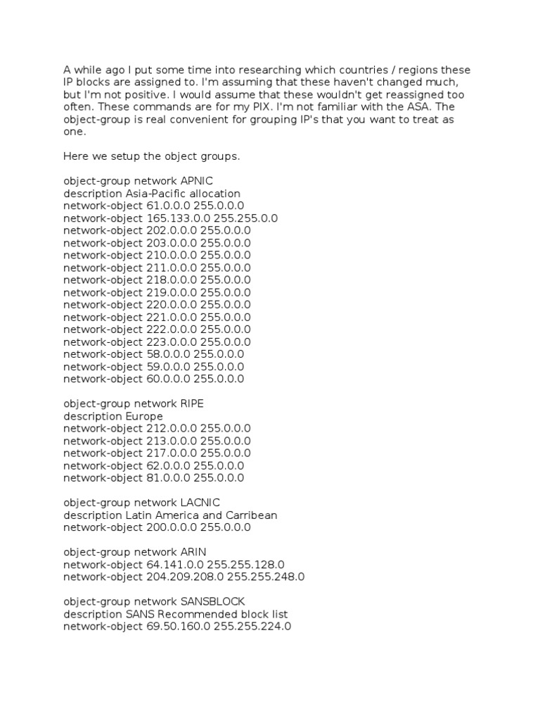 Cisco Asa Block Countries By Ip Block Pdf Internet Protocols