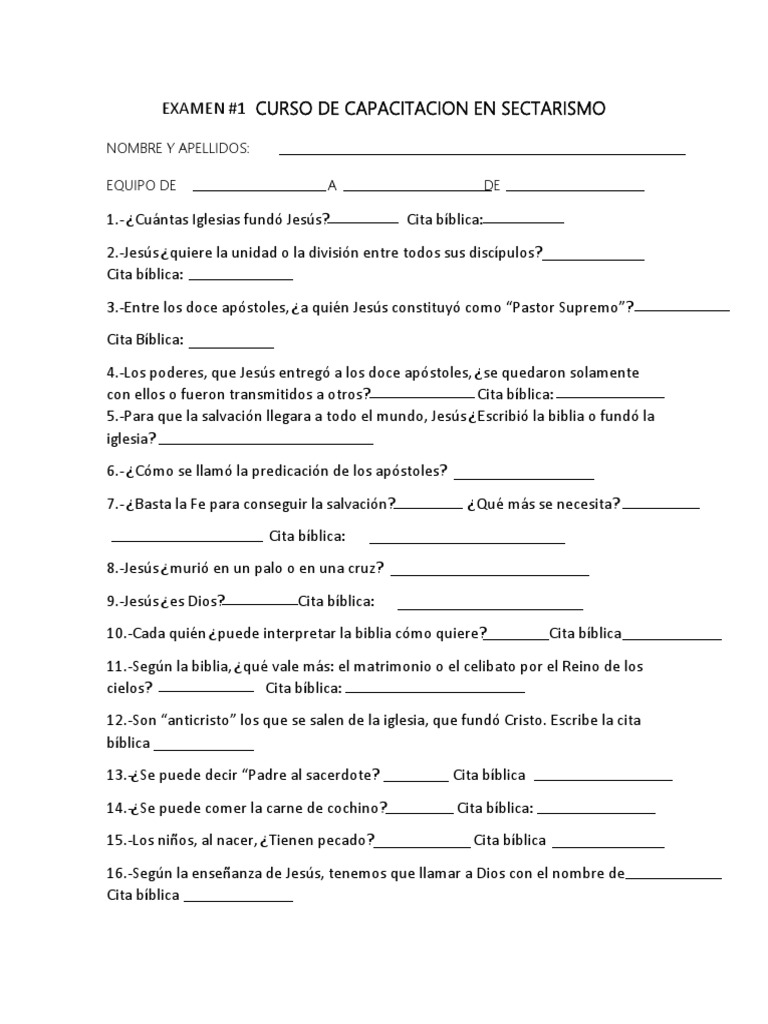 Examen de Biblia para Jóvenes Cristianos | PDF