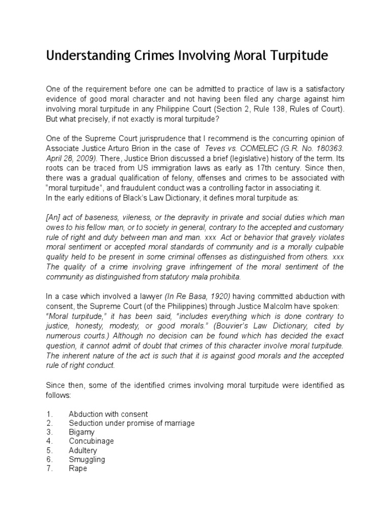 Understanding Crimes Involving Moral Turpitude | PDF | Moral Turpitude ...