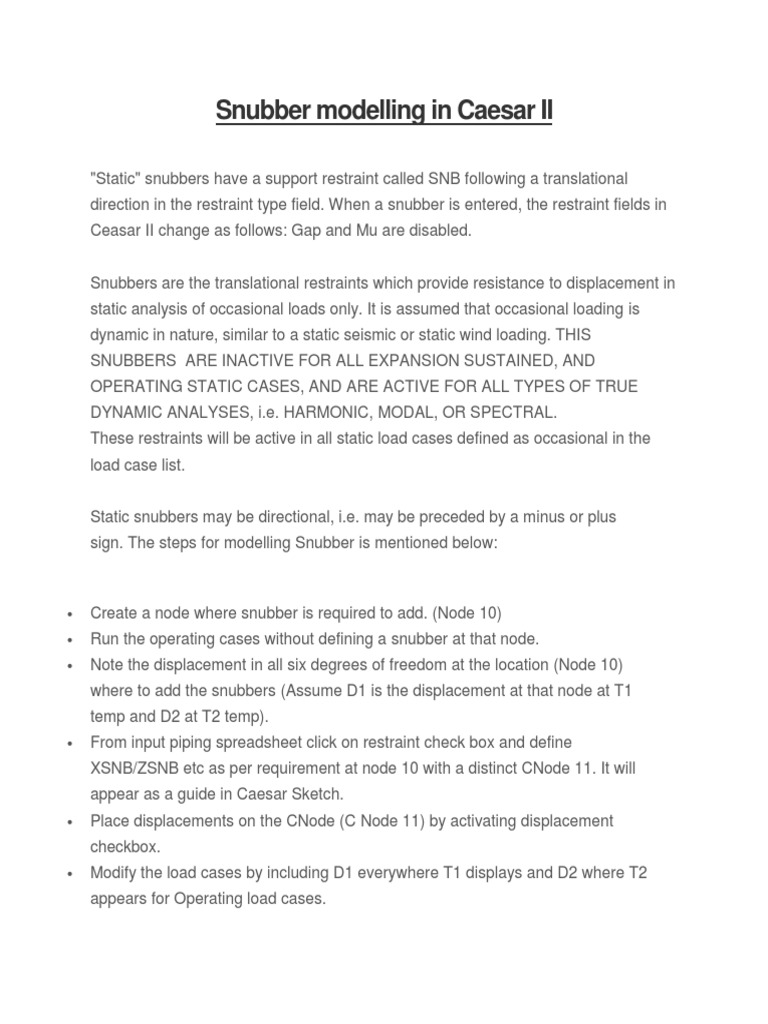 Snubber Modelling in Caesar II | PDF