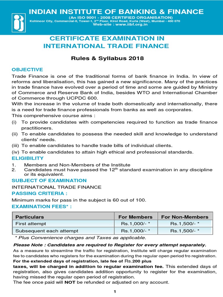 International Trade Finance Exam Guide | PDF | Identity Document | Test ...
