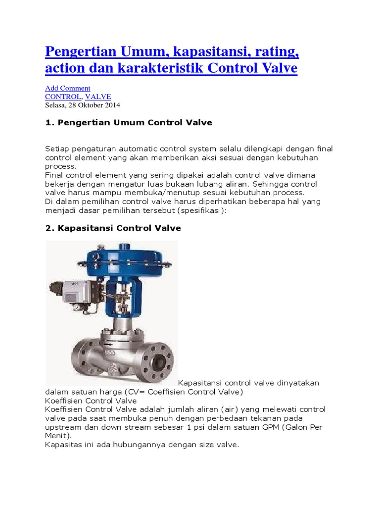 Pengertian Umum Control Valve | PDF