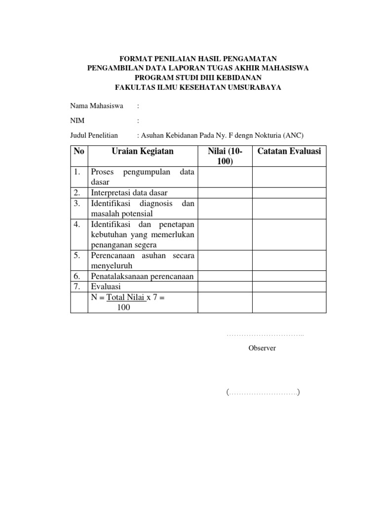 Form Penilaian ANC | PDF