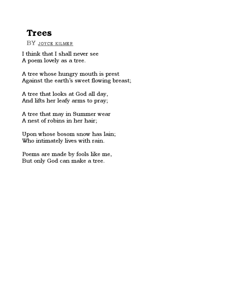 The Beauty of Trees: A Poem by Joyce Kilmer | PDF
