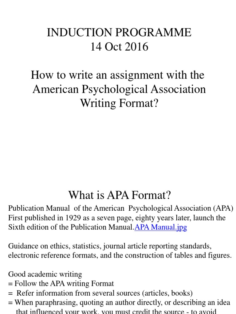APA Format Assignment Guide | PDF | American Psychological Association ...