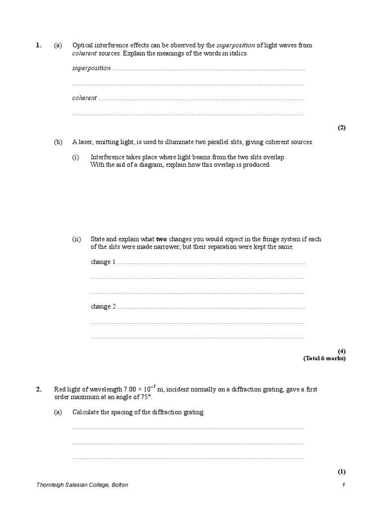 Waves EQ MS | PDF | Diffraction | Interference (Wave Propagation)