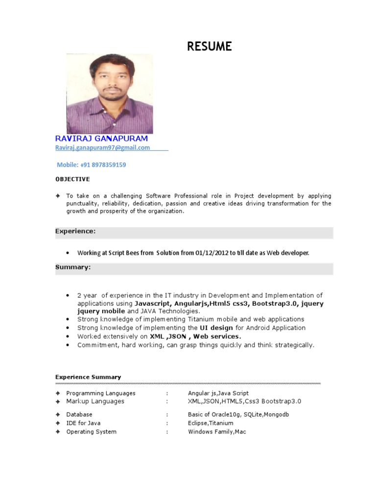 Manoj Resume | PDF | Web Application | Angular Js