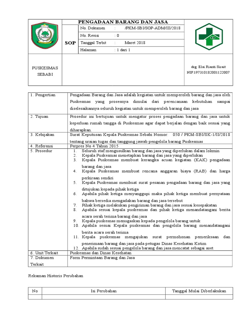SOP Pengadaan Barang Dan Jasa | PDF