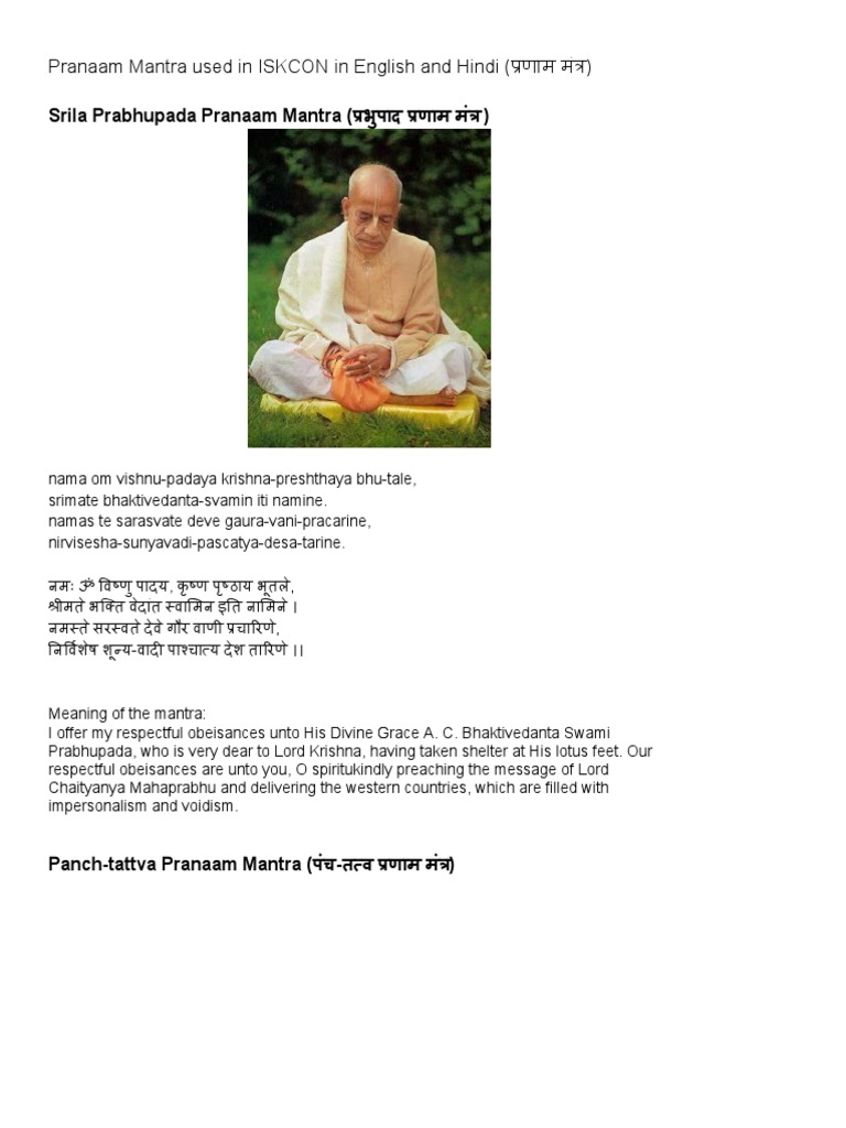 ISKCON Pranam Mantra | PDF | Mahabharata | Hindu Literature