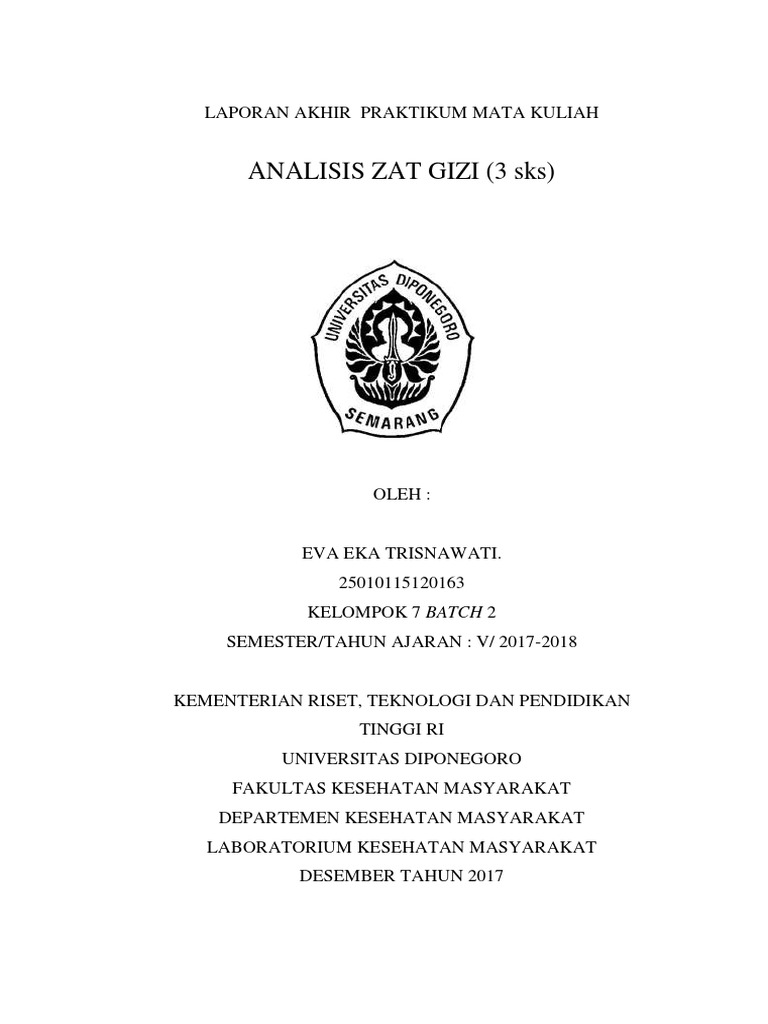 Laporan Akhir Praktikum Analisis Zat Gizi (AZG) | PDF