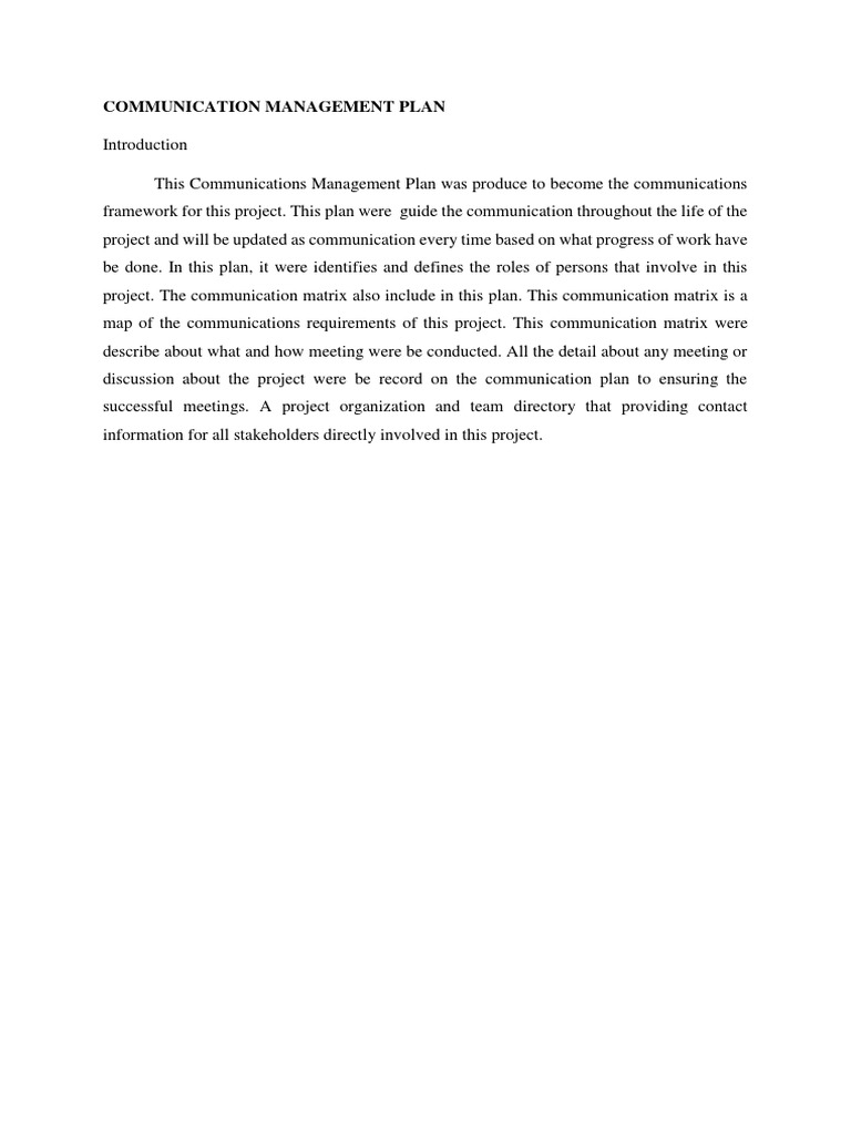 Communication Management Plan | PDF | Share Point | Communication