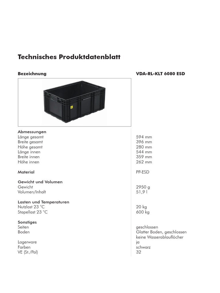 Vda-Rl-Klt 6080 Esd Datenblatt | PDF