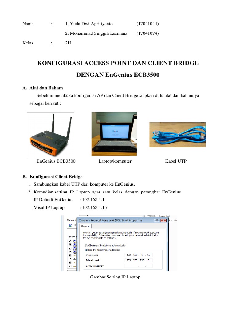 Konfigurasi EnGenius ECB3500 AP & Bridge | PDF