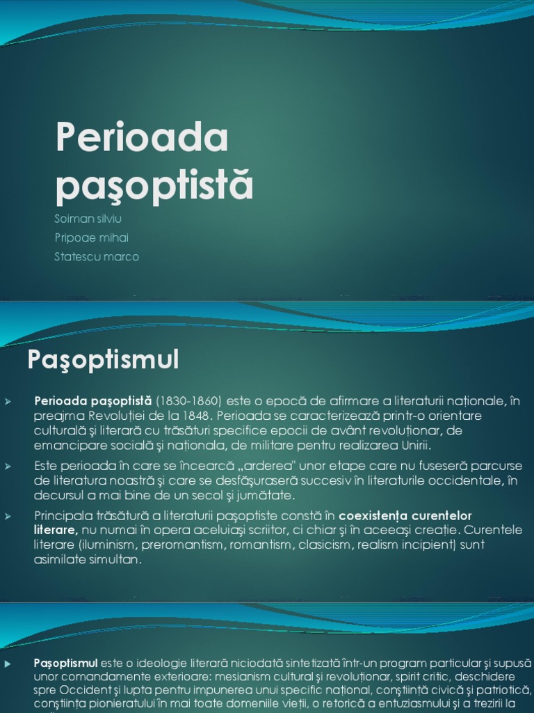 Perioada Pasoptista | PDF