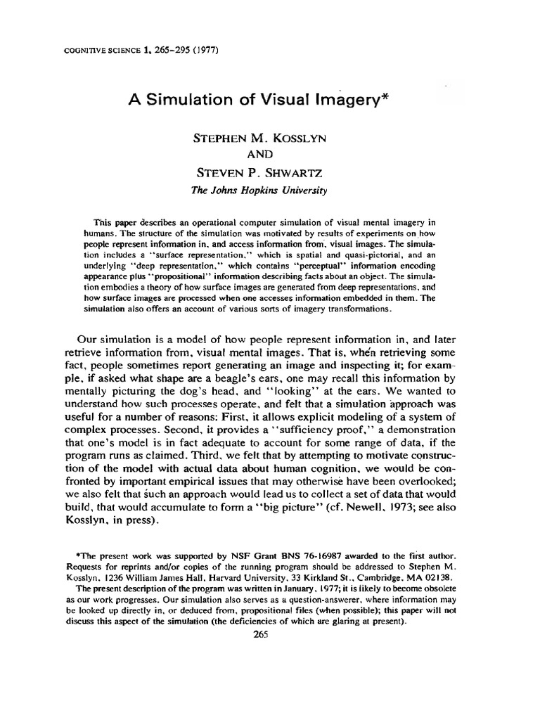 Kosslyn and Schwartz (1977) | PDF | Mental Image | Conceptual Model