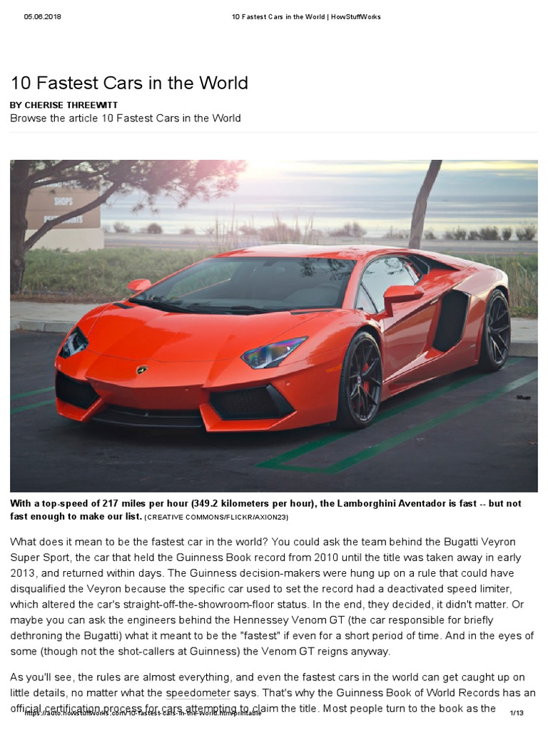 10 Fastest Cars in The World - HowStuffWorks | PDF | Rear Wheel Drive ...