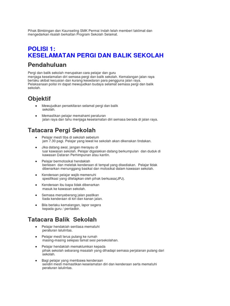 Pihak Bimbingan Dan Kaunseling SMK Permai Indah Telah Memberi Taklimat ...