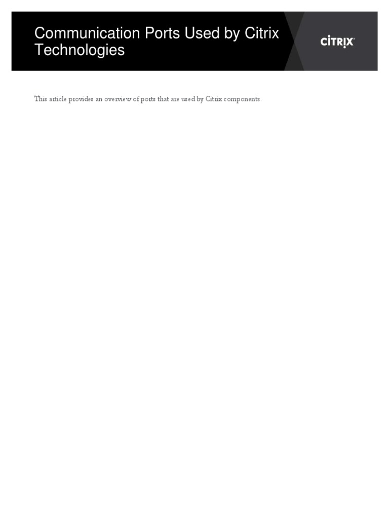 Citrix Communication Ports Overview | PDF | Active Directory | Port ...