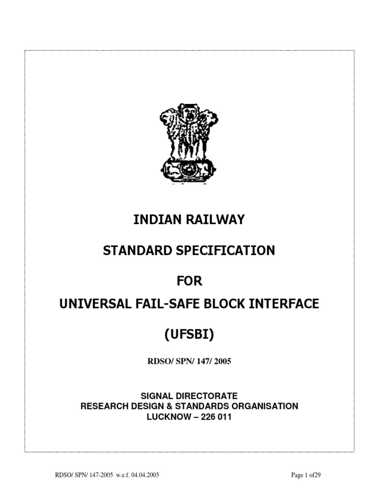 Indian Railway Standard for Universal Fail-Safe Block Interface | PDF ...