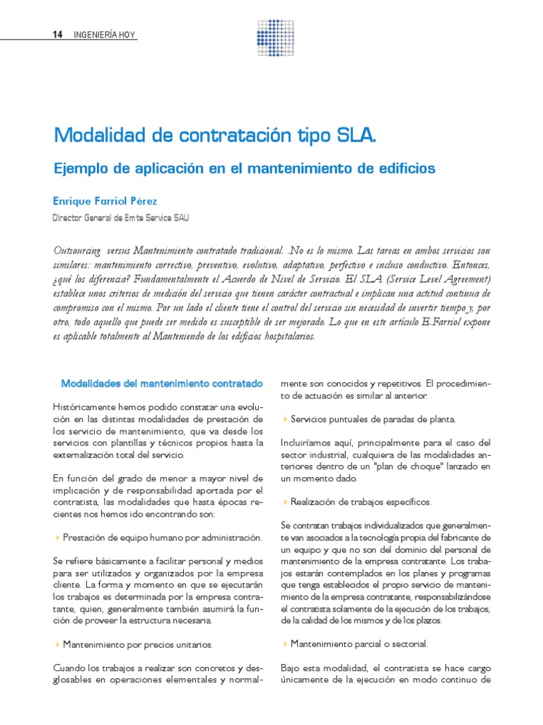 Conceptos y Modelo Ejemplo de SLA | Descargar gratis PDF | Outsourcing ...