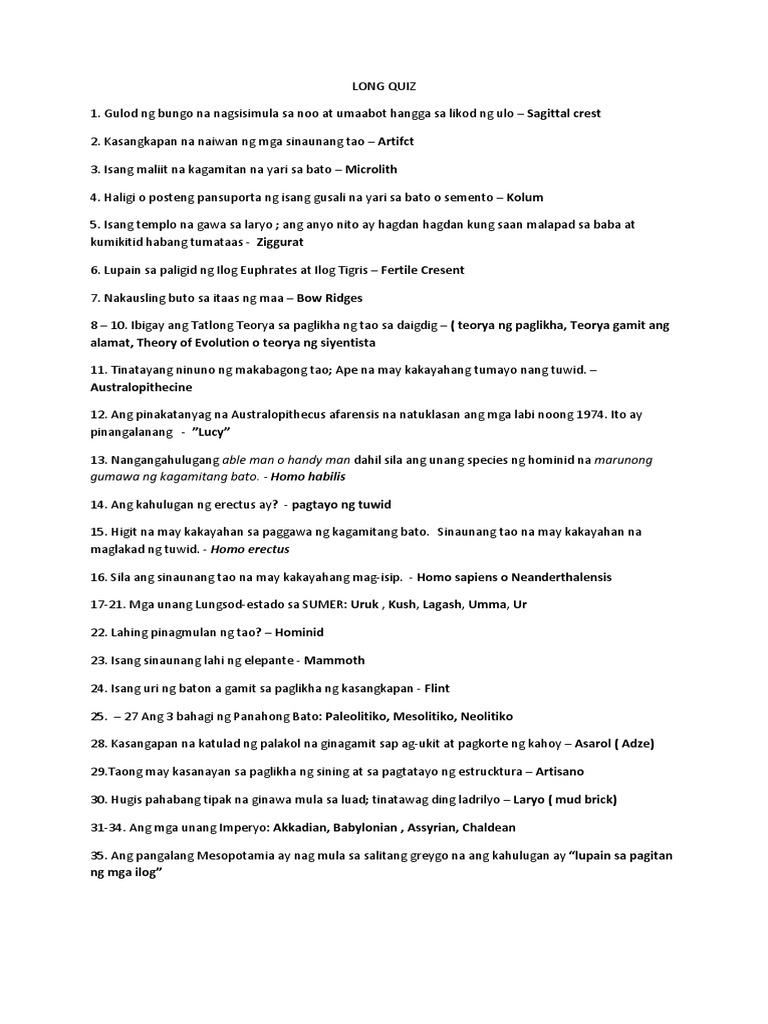 Long Quiz | PDF
