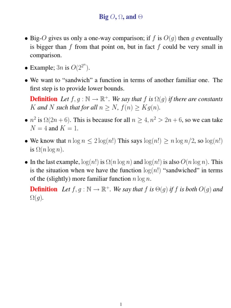 Big O, Ω, and Θ complexity analysis | PDF | Time Complexity ...