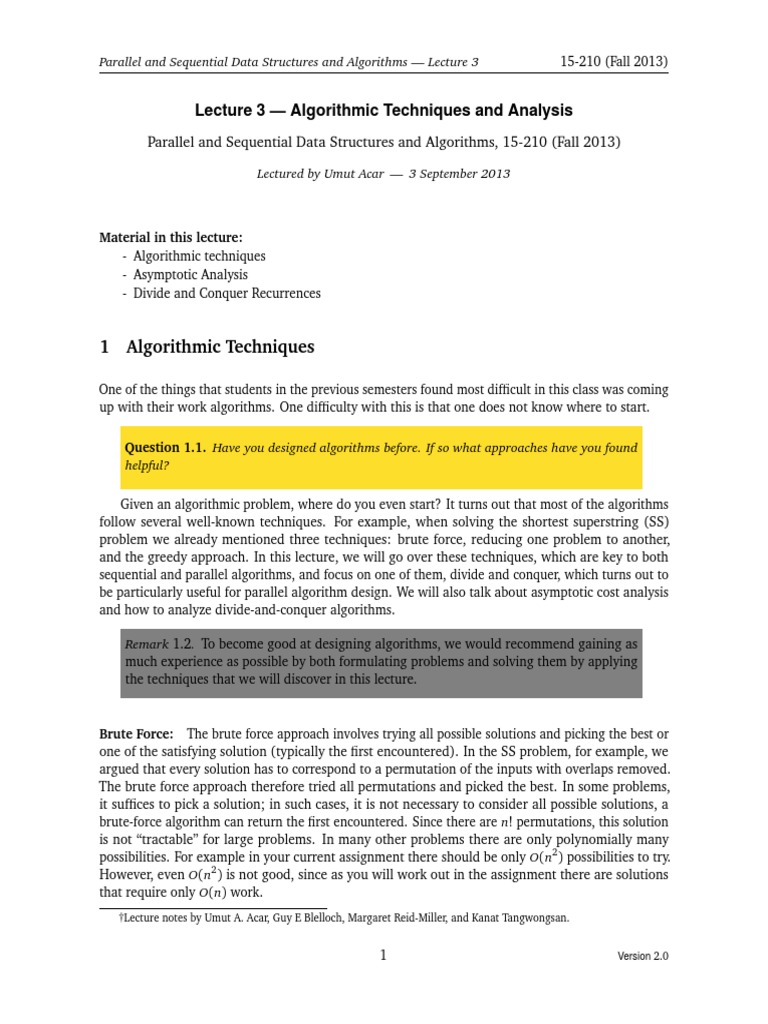 Lecture03 PDF | PDF | Recursion | Algorithms