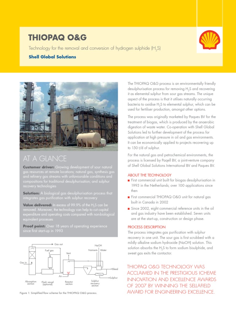 Thiopaq O&G: at A Glance | PDF | Natural Gas | Sulfur