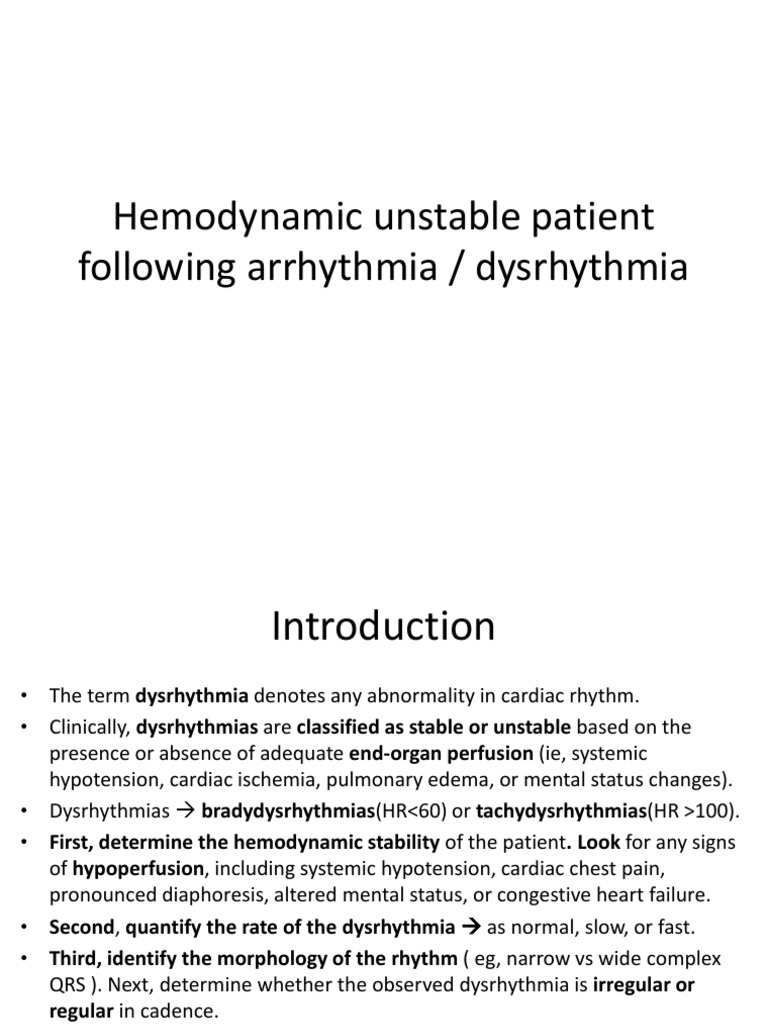 Managing Hemodynamic Instability in Dysrhythmias | PDF ...