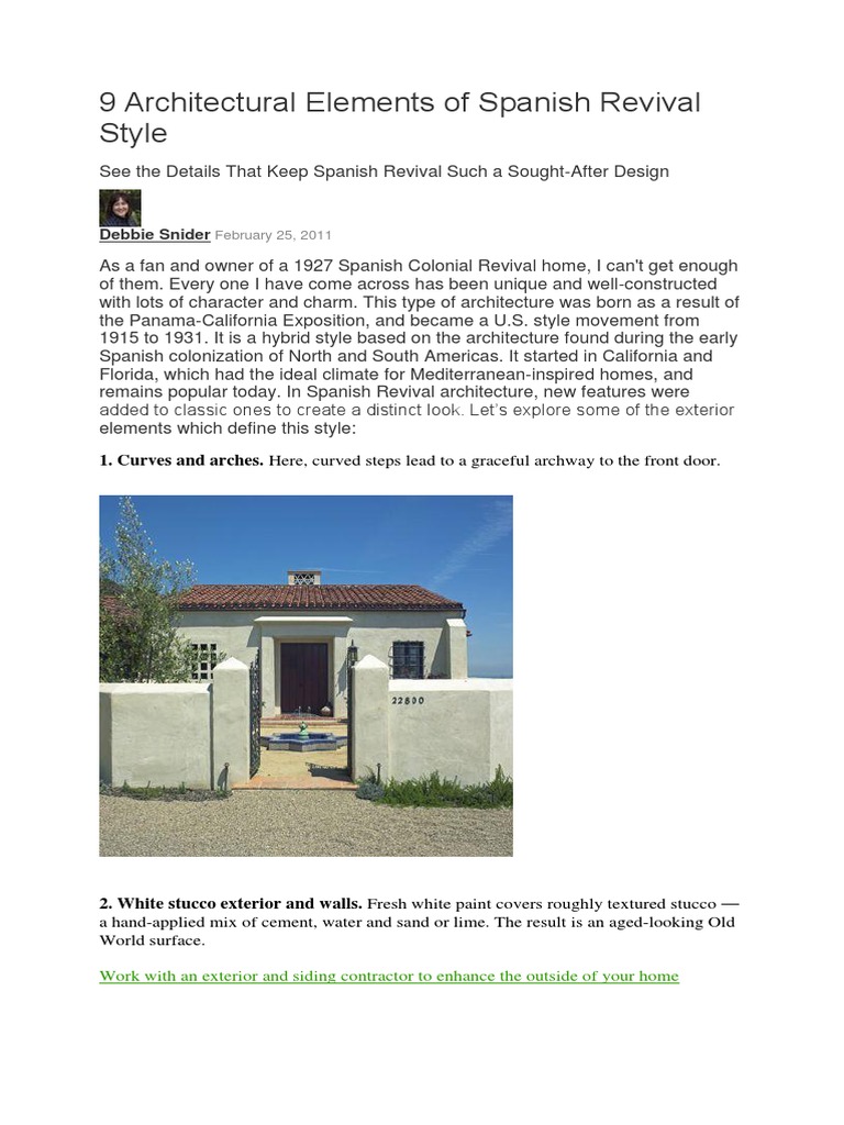 9 Elements of Spanish House | PDF | Tile | Building