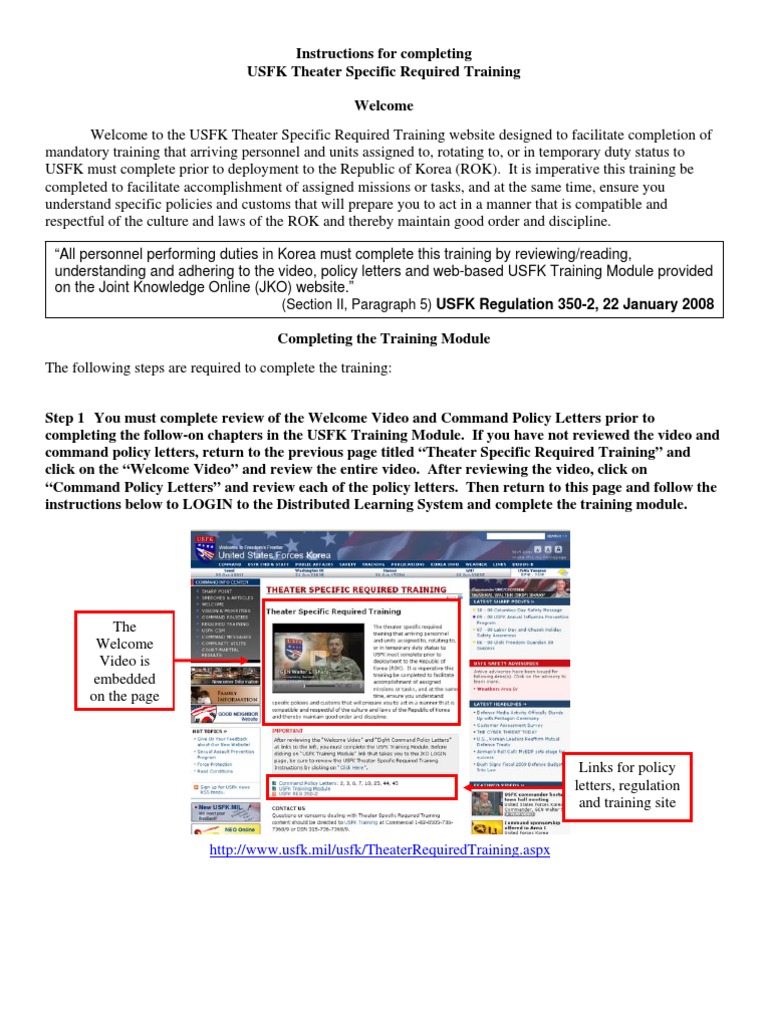 USFK Theater Training Completion Guide | PDF | Windows Xp | Microsoft ...