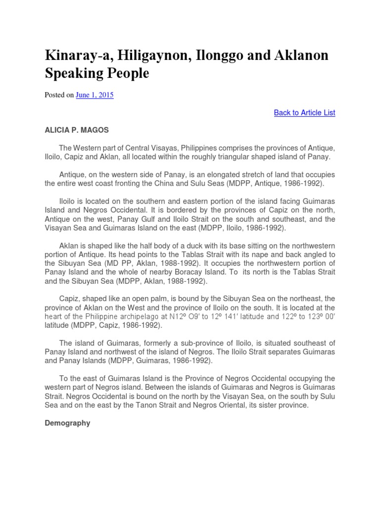 Kinaray | PDF | Philippines