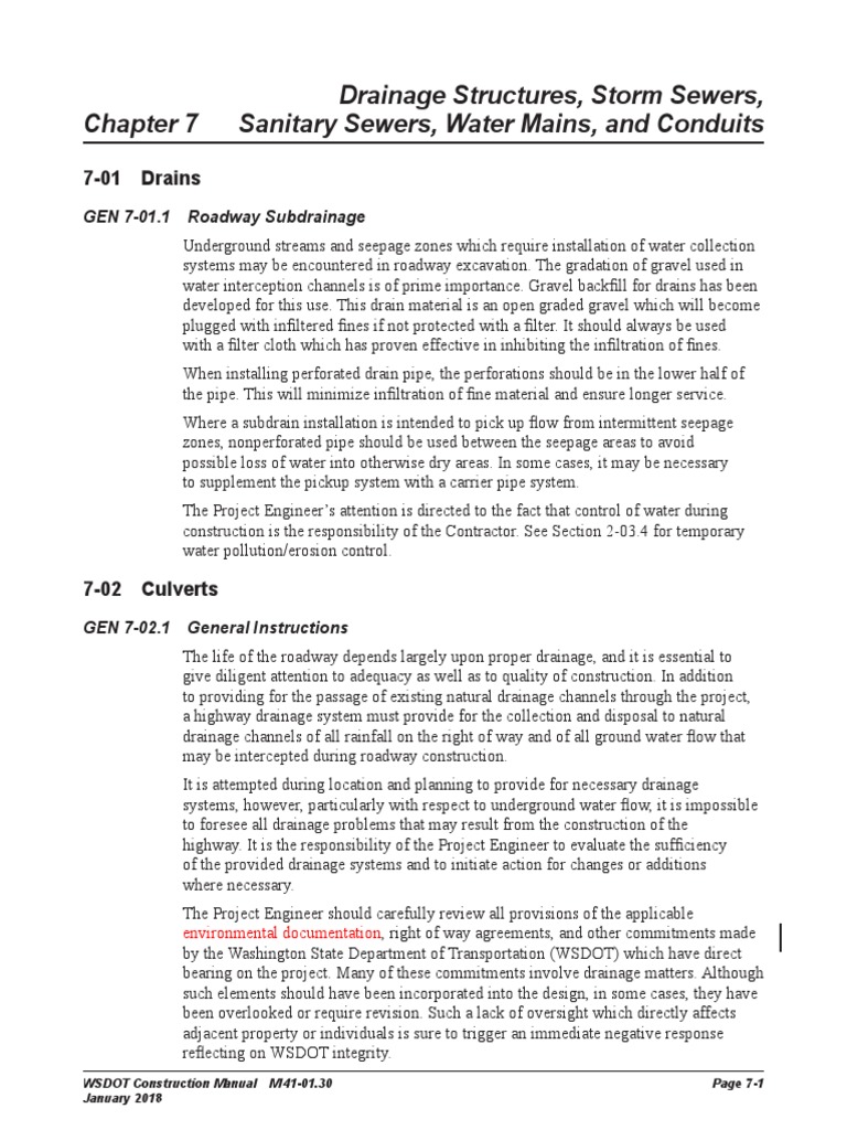 Drainage Structures, Storm Sewers, Chapter 7 Sanitary Sewers, Water ...