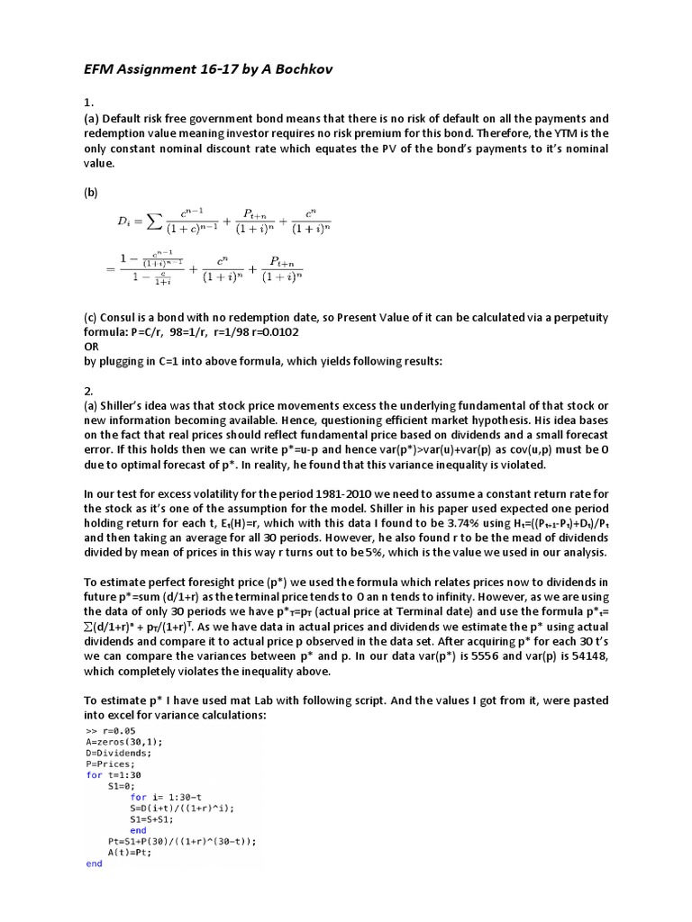 EFM Assignment 16 | PDF | Inflation | Bonds (Finance)