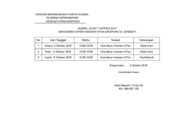 Jadwal Gladi | PDF