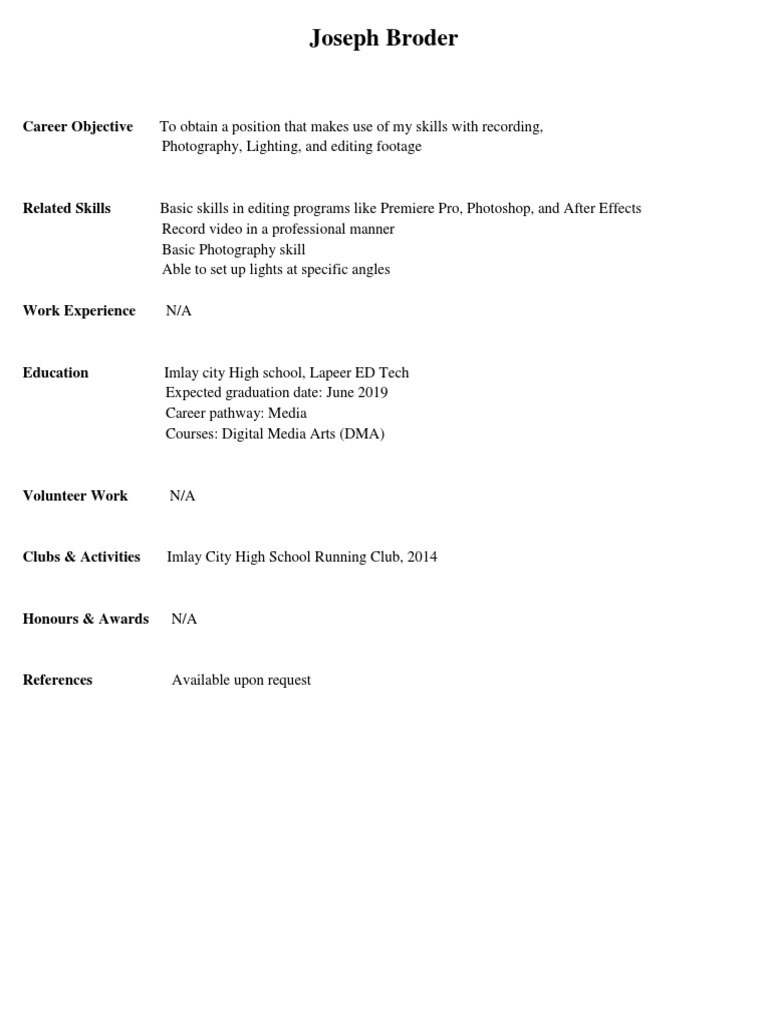 Broder Resume 1 | PDF