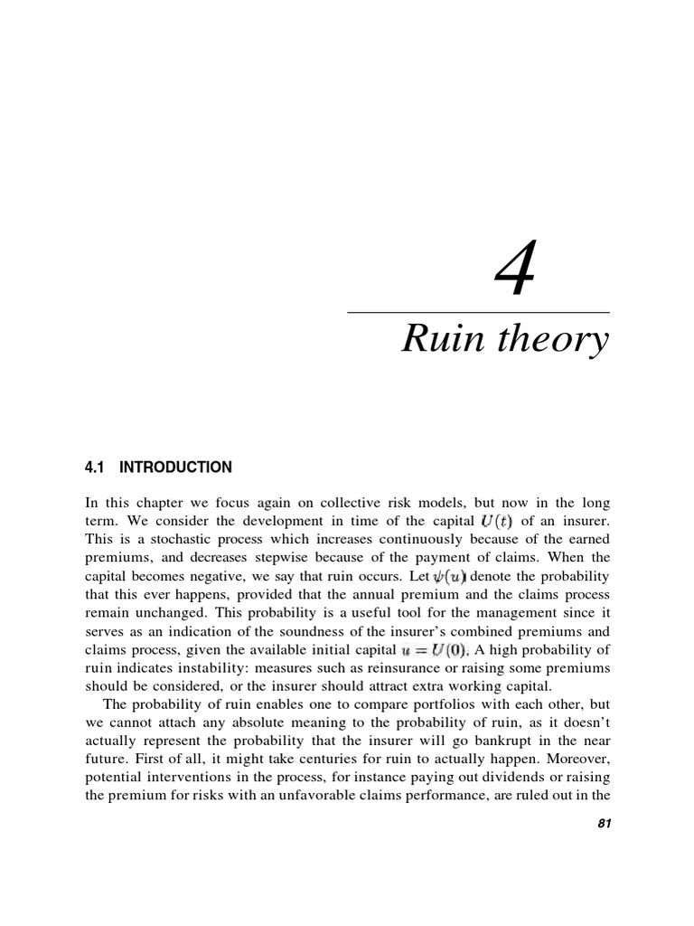 Ruin Theory | PDF | Stochastic Process | Reinsurance