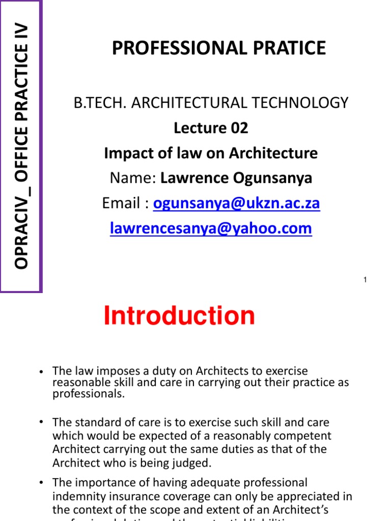 Professional Pratice: B.Tech. Architectural Technology | PDF | Building ...