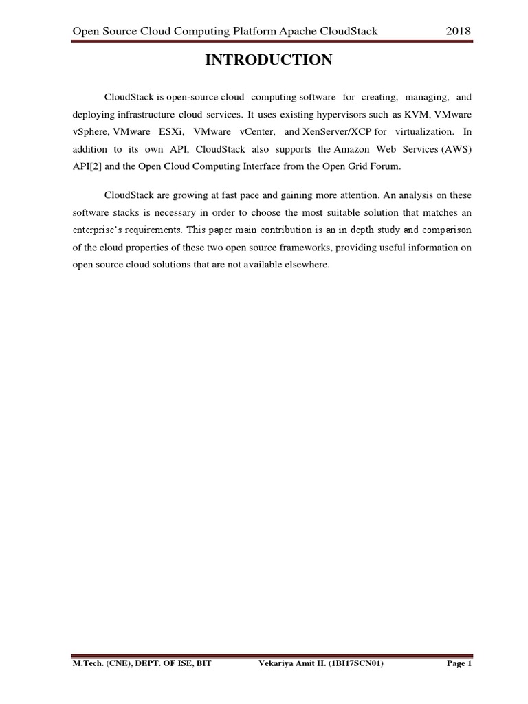 Open Source Cloud Computing Platform Apache Cloudstack 2018 | PDF ...