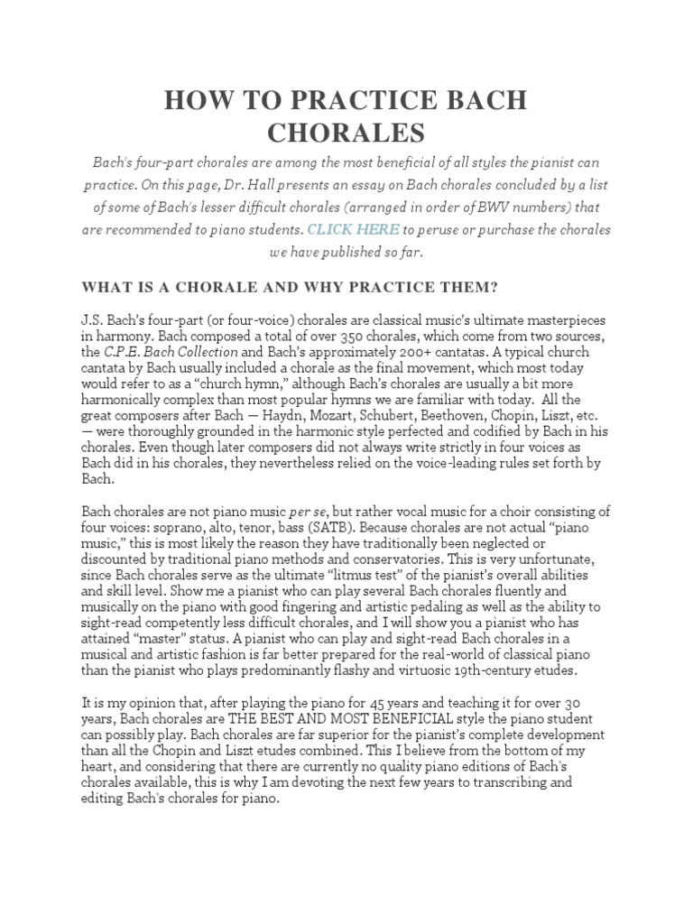How To Practice Bach Chorales | PDF | Johann Sebastian Bach | Piano