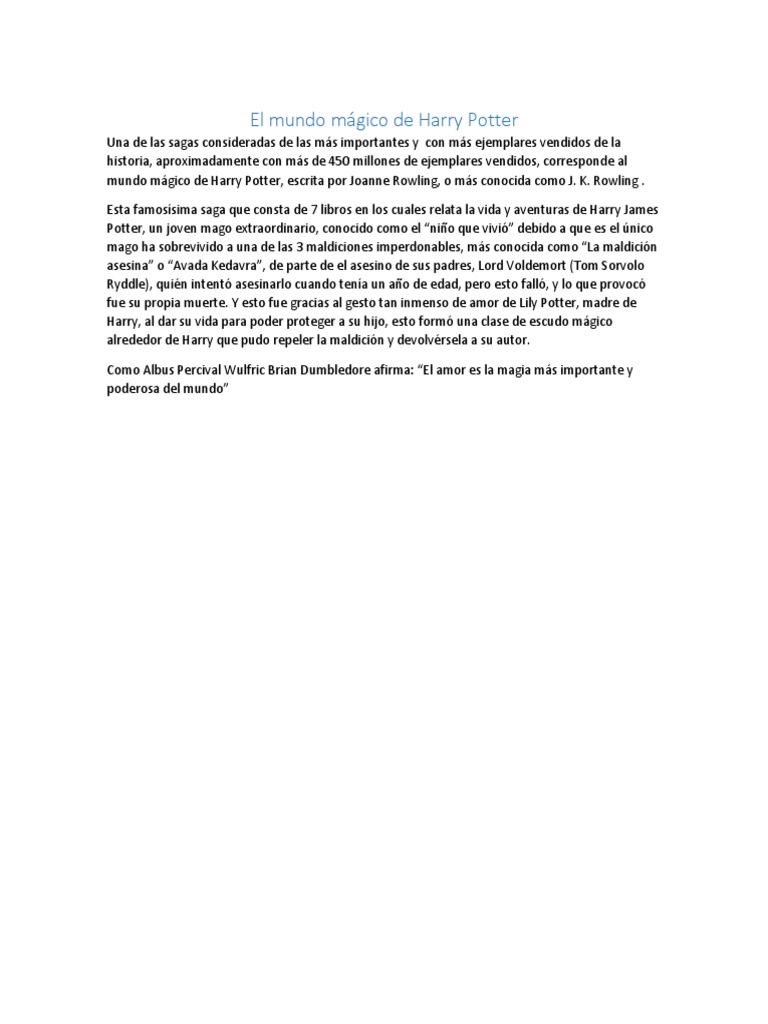 El Mundo Mágico de Harry Potter | PDF