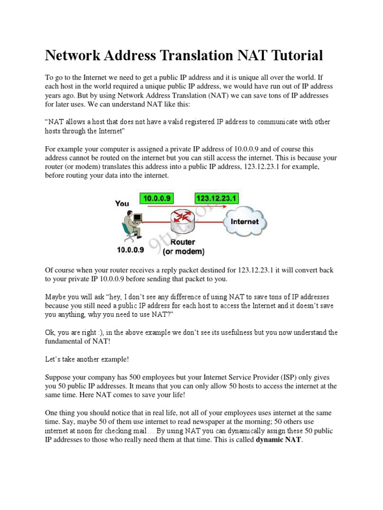 Network Address Translation NAT Tutorial | PDF | Ip Address | Router (Computing)